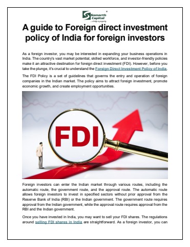 A guide to Foreign direct investment policy of India for foreign investors