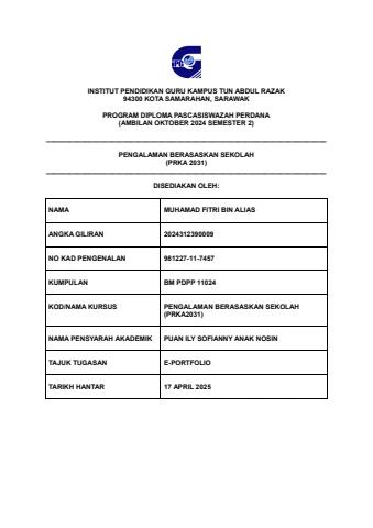 E-Portfolio PBS MUHAMAD FITRI - MUHAMAD FITRI BIN ALIAS IPG-Pelajar ...