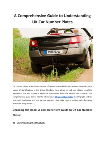 A Comprehensive Guide to Understanding UK Car Number Plates - Car Parts ...