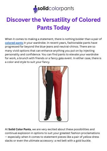 Discover the Versatility of Colored Pants Today
