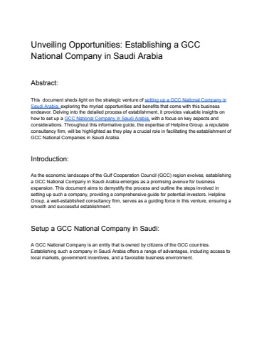 Unveiling Opportunities_ Establishing a GCC National Company in Saudi ...