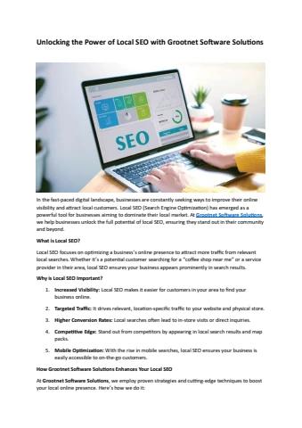 Unlocking the Power of Local SEO with Grootnet Software Solutions