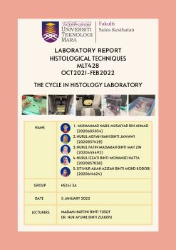 HS2413A_HISTOLOGY LAB REPORT GROUP 1 - MLT428 Histological technique ...