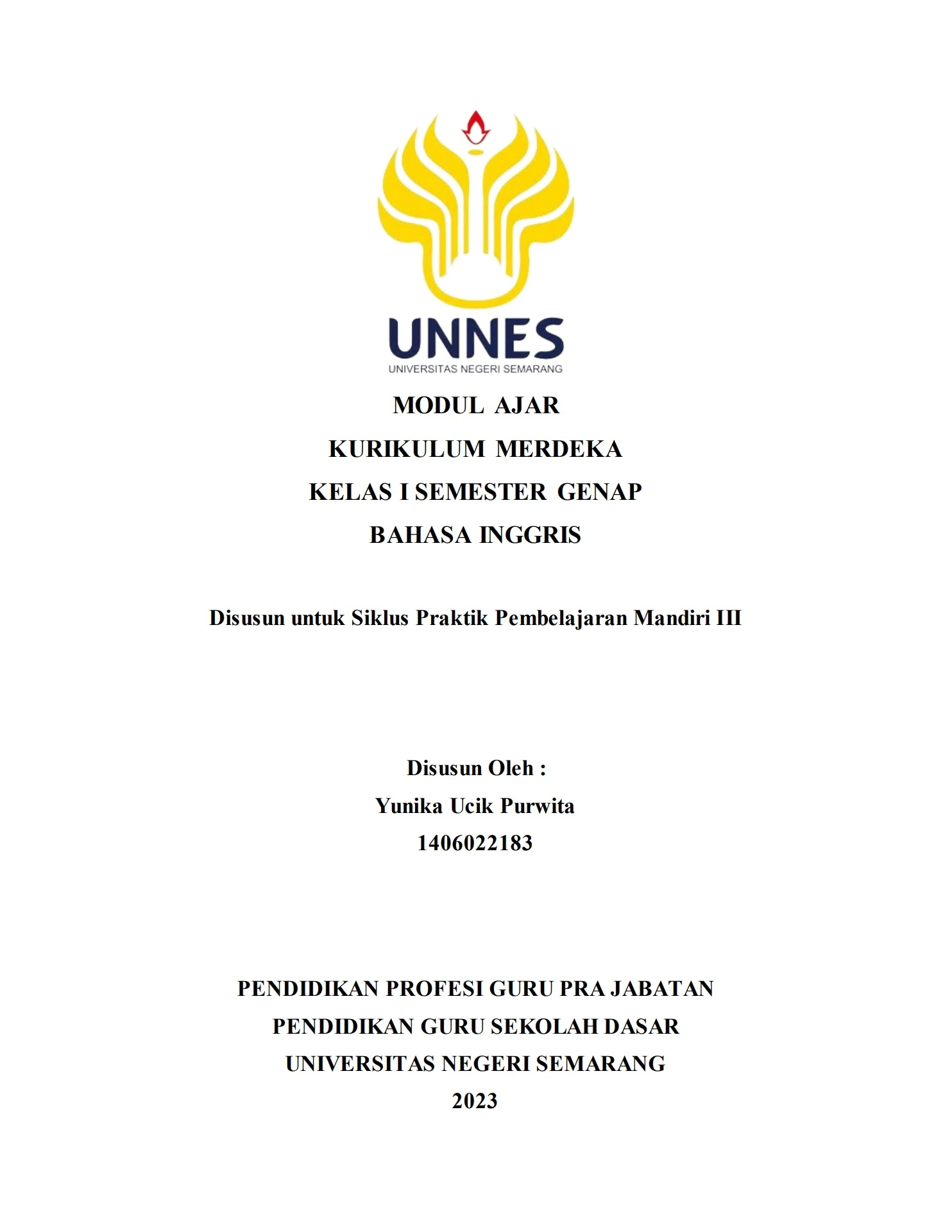 Modul Ajar Bahasa Inggris Kelas 1 Unit 13 I like fruits