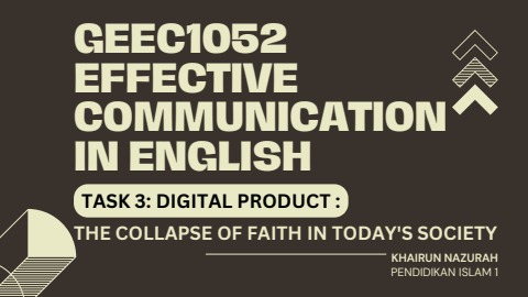 THE COLLAPSE OF FAITH IN TODAY'S SOCIETY