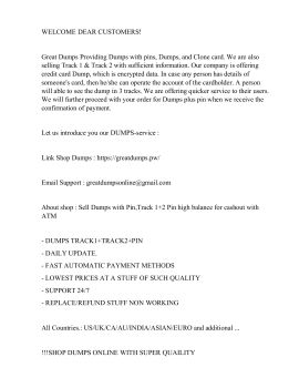 Best Dumps Service | Dumps With Pin Shop | Plastic Atm Card | Legit ...