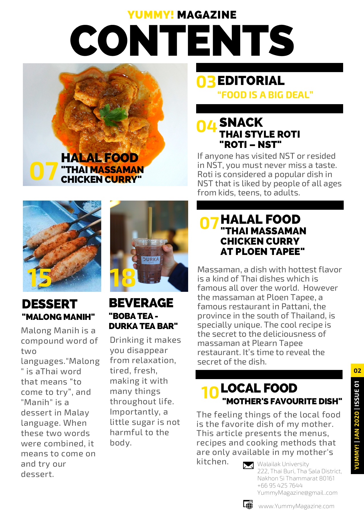 Food Magazine Contents Page