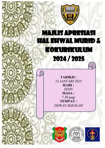 Buku Program MAJLIS APRESIASI HEM & KOKURIKULUM 2024/25 - TANG CHOOI ...