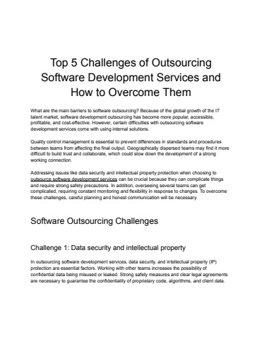 Top 5 Challenges of Outsourcing Software Development Services and How to Overcome Them