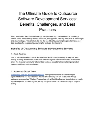 The Ultimate Guide to Outsource Software Development Services_ Benefits, Challenges, and Best ...