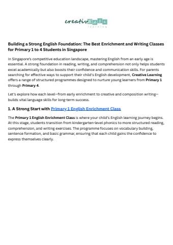 Primary 3 Composition Writing Class