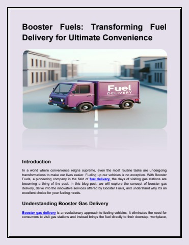 Booster Fuels: Transforming Fuel Delivery for Ultimate Convenience ...