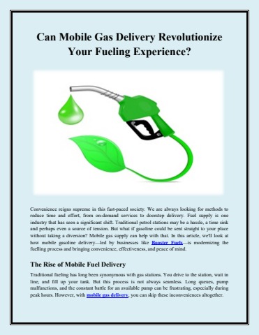 Can Mobile Gas Delivery Revolutionize Your Fueling Experience