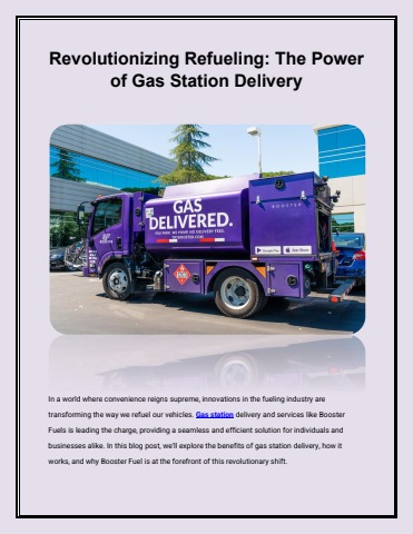 Revolutionizing Refueling: The Power of Gas Station Delivery - James ...