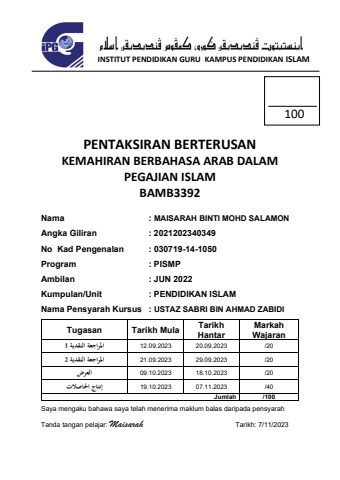 P103_2021202340349_MAISARAH_T3 - 813-11-maisarah Flip PDF | AnyFlip