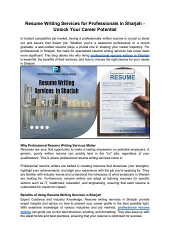 Resume Writing Services for Professionals in Sharjah - Unlock Your ...