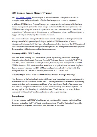 IBM Business Process Manager Training