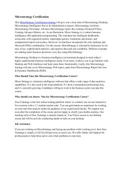 Microstrategy Certification - nisatrainings1234 Flip PDF | AnyFlip