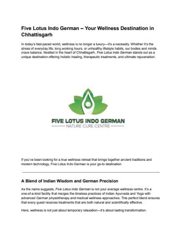 Five Lotus Indo German – Your Wellness Destination in Chhattisgarh ...