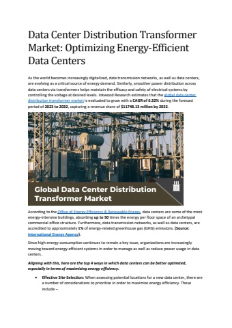 Data Center Distribution Transformer Market: Optimizing Energy ...