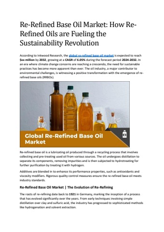 Re-Refined Base Oil Market: How Re-Refined Oils are Fueling the Sustainability Revolution ...