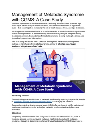 Management of Metabolic Syndrome with CGMS A Case Study