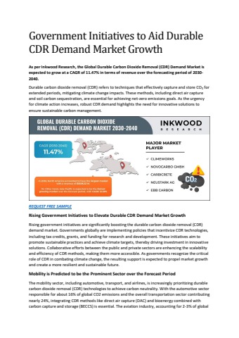 Government Initiatives to Aid Durable CDR Demand Market Growth