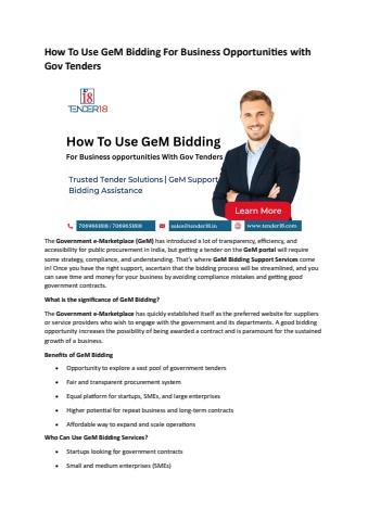 How To Use GeM Bidding Support Services For Business Growth - Tender Notice Flip PDF | AnyFlip