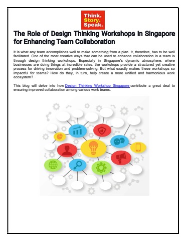 The Role of Design Thinking Workshops in Singapore for Enhancing Team ...