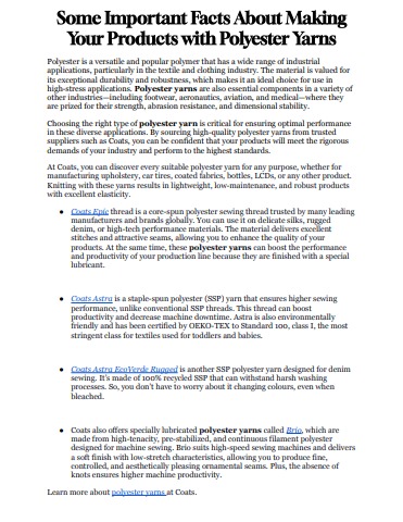 Some Important Facts About Making Your Products with Polyester Yarns