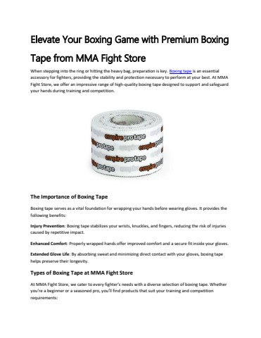 Elevate Your Boxing Game with Premium Boxing Tape from MMA Fight Store
