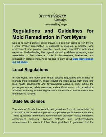Regulations and Guidelines for Mold Remediation in Fort Myers ...