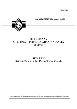 SUKATAN PELAJARAN SEJARAH STPM