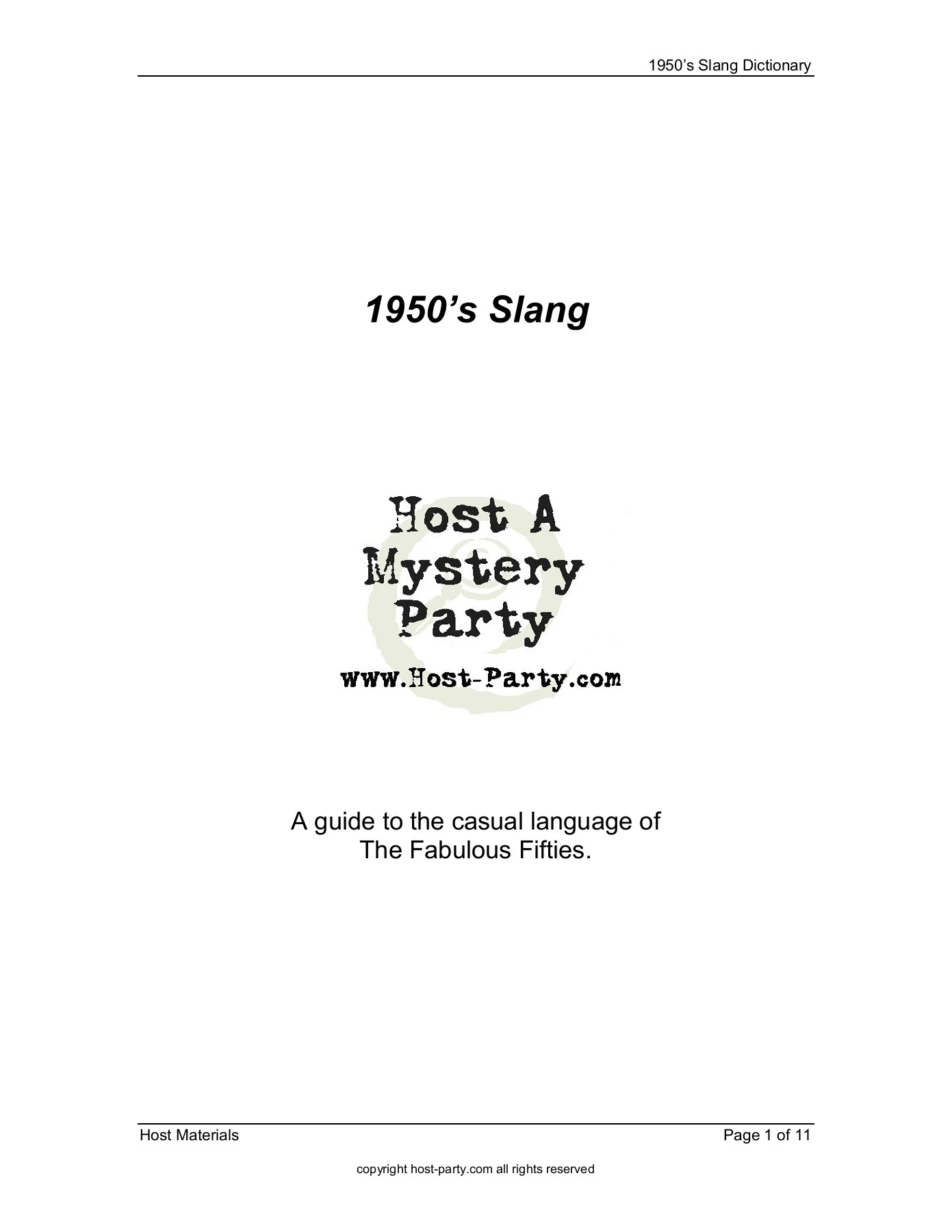 1950s Greaser Slang