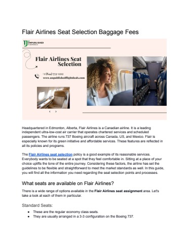 Flair Airlines Seat Selection