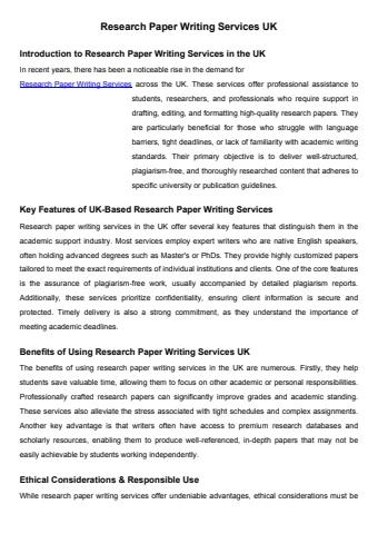 Research Paper Writing Services UK