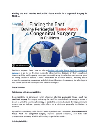 Finding the Best Bovine Pericardial Tissue Patch for Congenital Surgery ...
