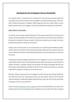 Warehouse for rent in Singapore- Here are the benefits - Mandarin Self ...