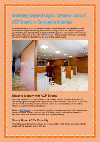 Branding Beyond Logos: Creative Uses of ACP Sheets in Corporate ...