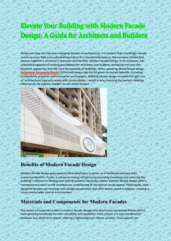 Elevate Your Building with Modern Facade Design: A Guide for Architects ...