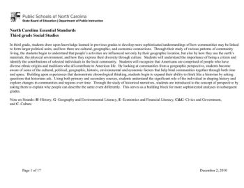 North Carolina Essential Standards Third grade Social Studies - Guset ...