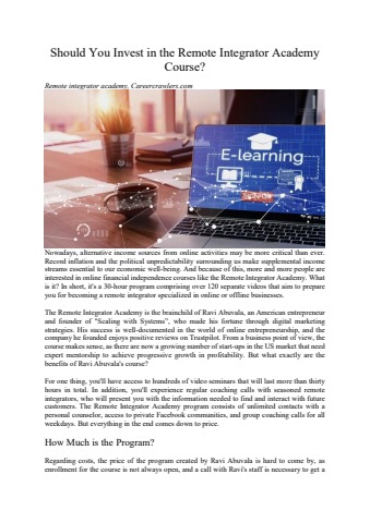 Should You Invest in the Remote Integrator Academy Course?