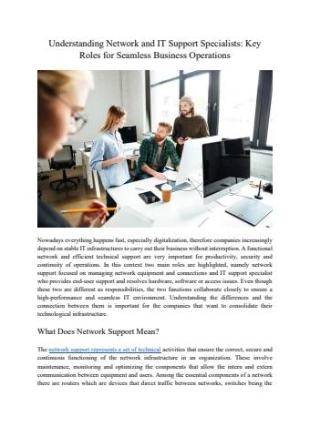 Understanding Network and IT Support Specialists Key Roles for Seamless ...