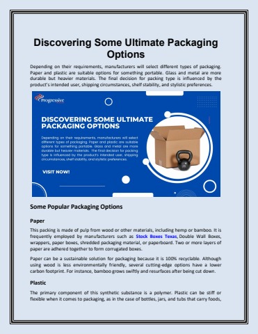 Discovering Some Ultimate Packaging Options - Progressive Packaging Inc. Flip PDF | AnyFlip