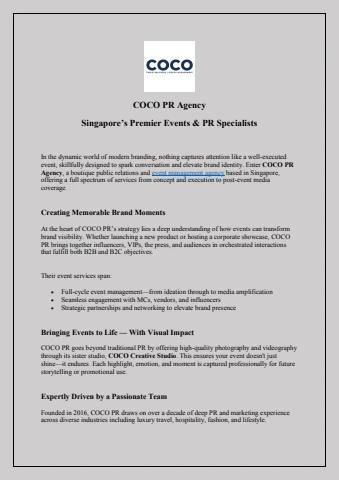 COCO PR Agency - Event Agency