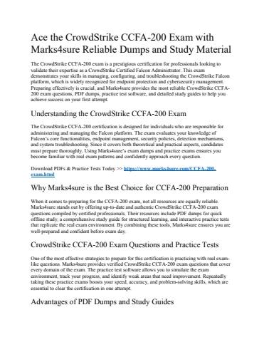 Ace the CrowdStrike CCFA-200 Exam with Marks4sure Reliable Dumps and ...