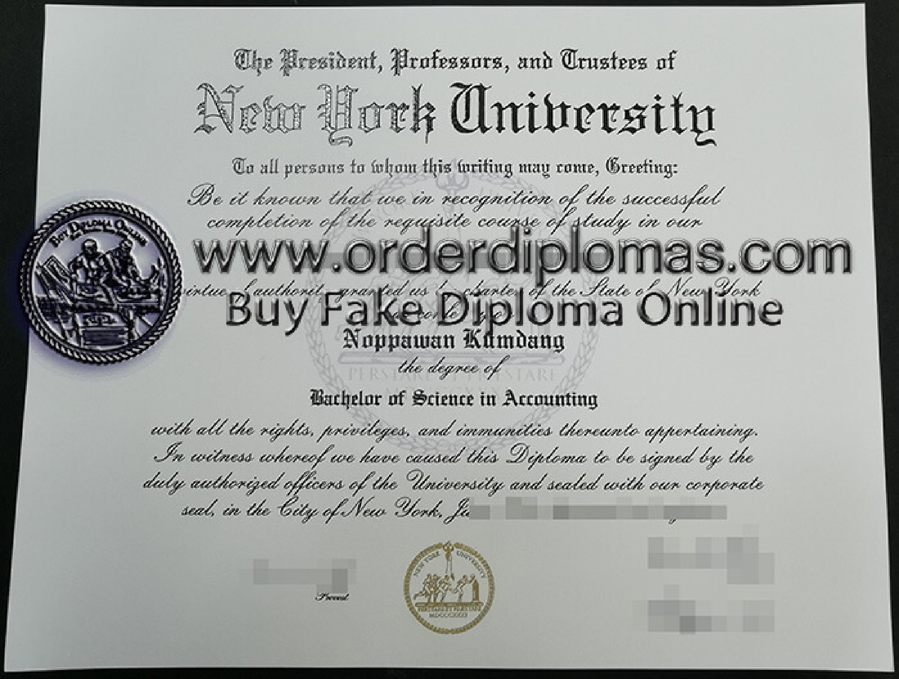 Diploma De La Universidad De Nueva York En Formato Pdf