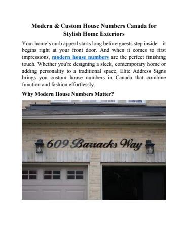 Modern & Custom House Numbers Canada for Stylish Home Exteriors