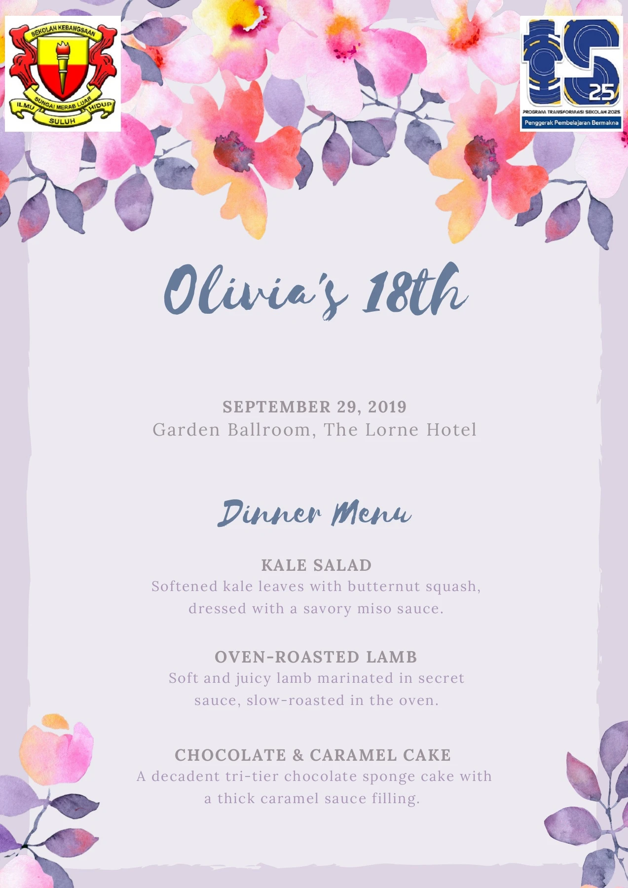Programme Birthday Party Program Template Sample Debut Party Program