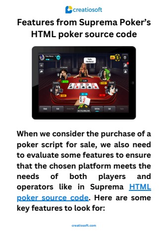 Features from Suprema Poker’s HTML poker source code